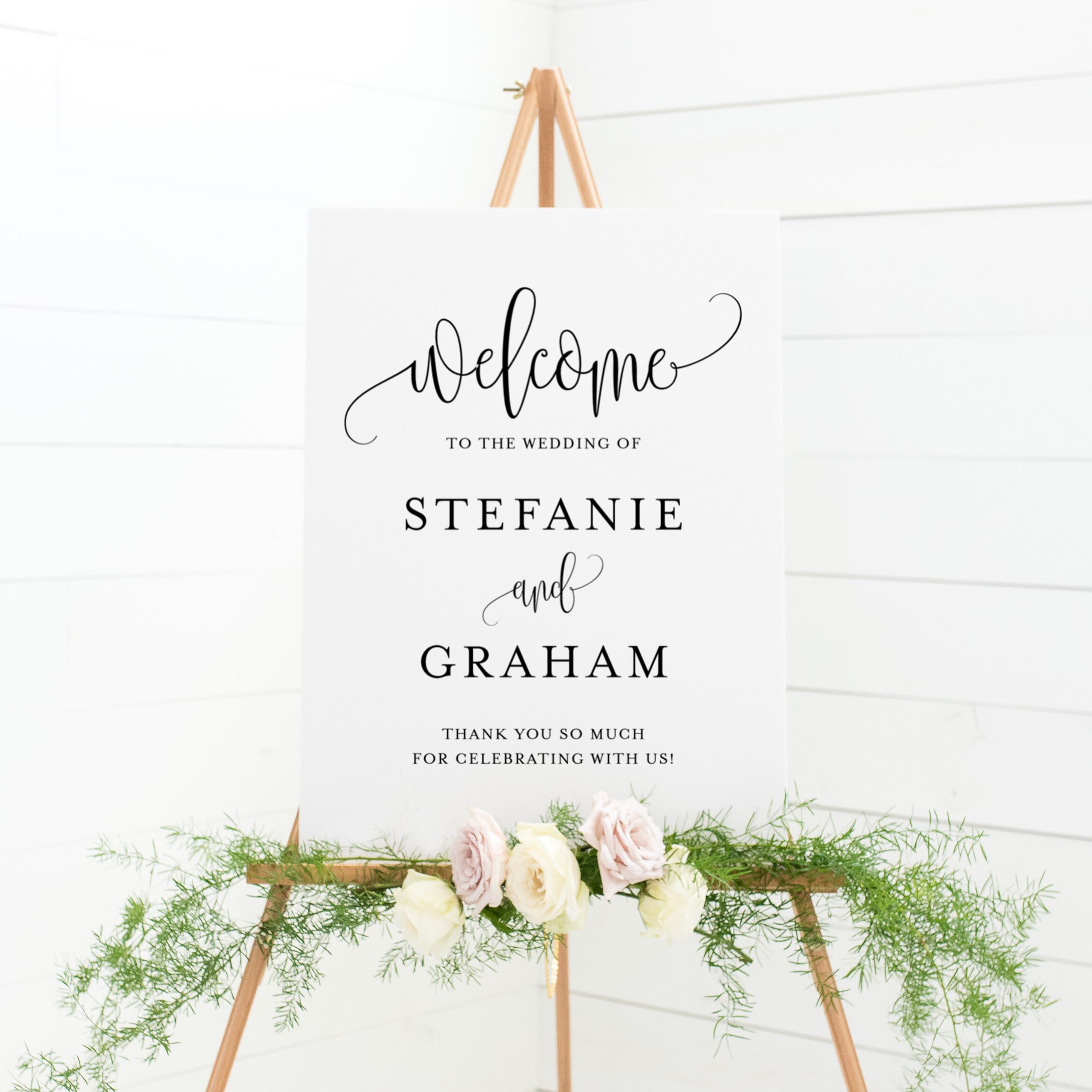 DIY Script Wedding Welcome Sign Template Printable Elegant | Etsy