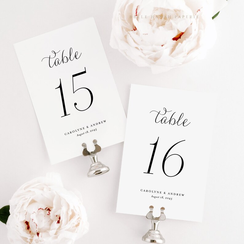 Printable Script Table Number Card Template 4x6 | Etsy