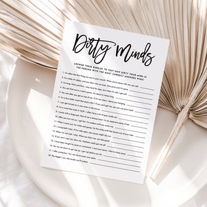 Printable Calligraphy Dirty Minds Game Card - Amelia Script Dirty ...