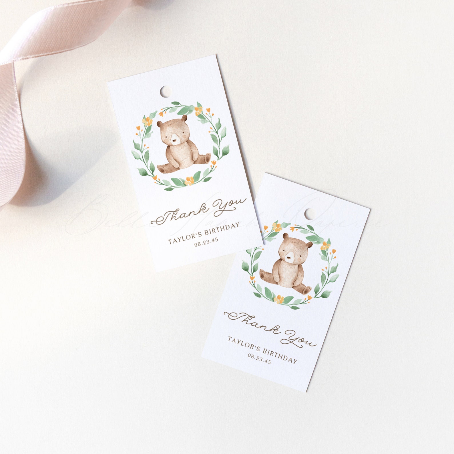 Printable Bear Thank You Gift Tag Template Editable | Etsy