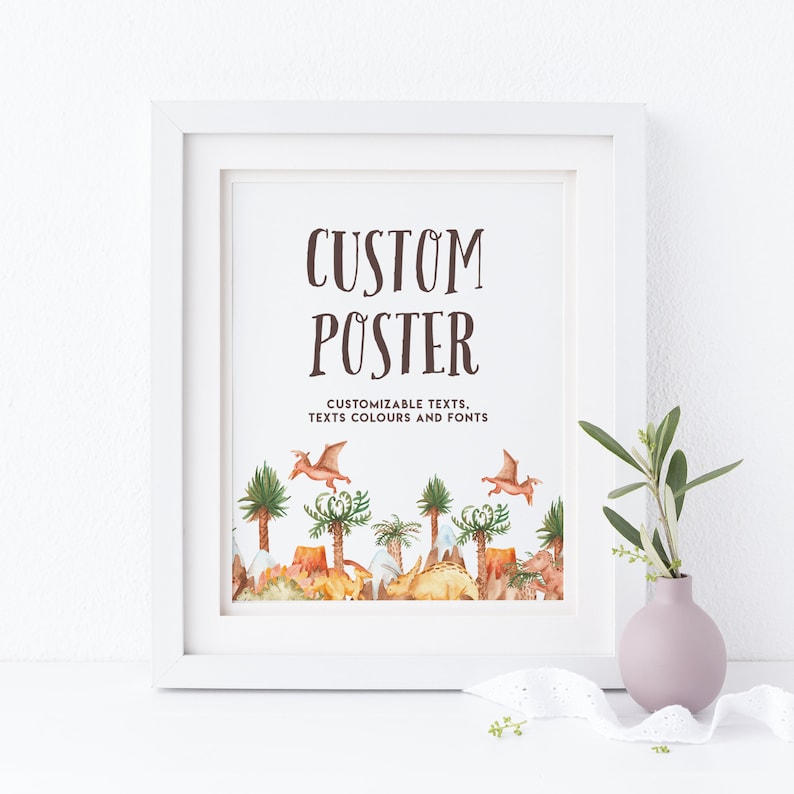 Editable Dinosaurs Custom Quote Print Sign Template - Printable ...