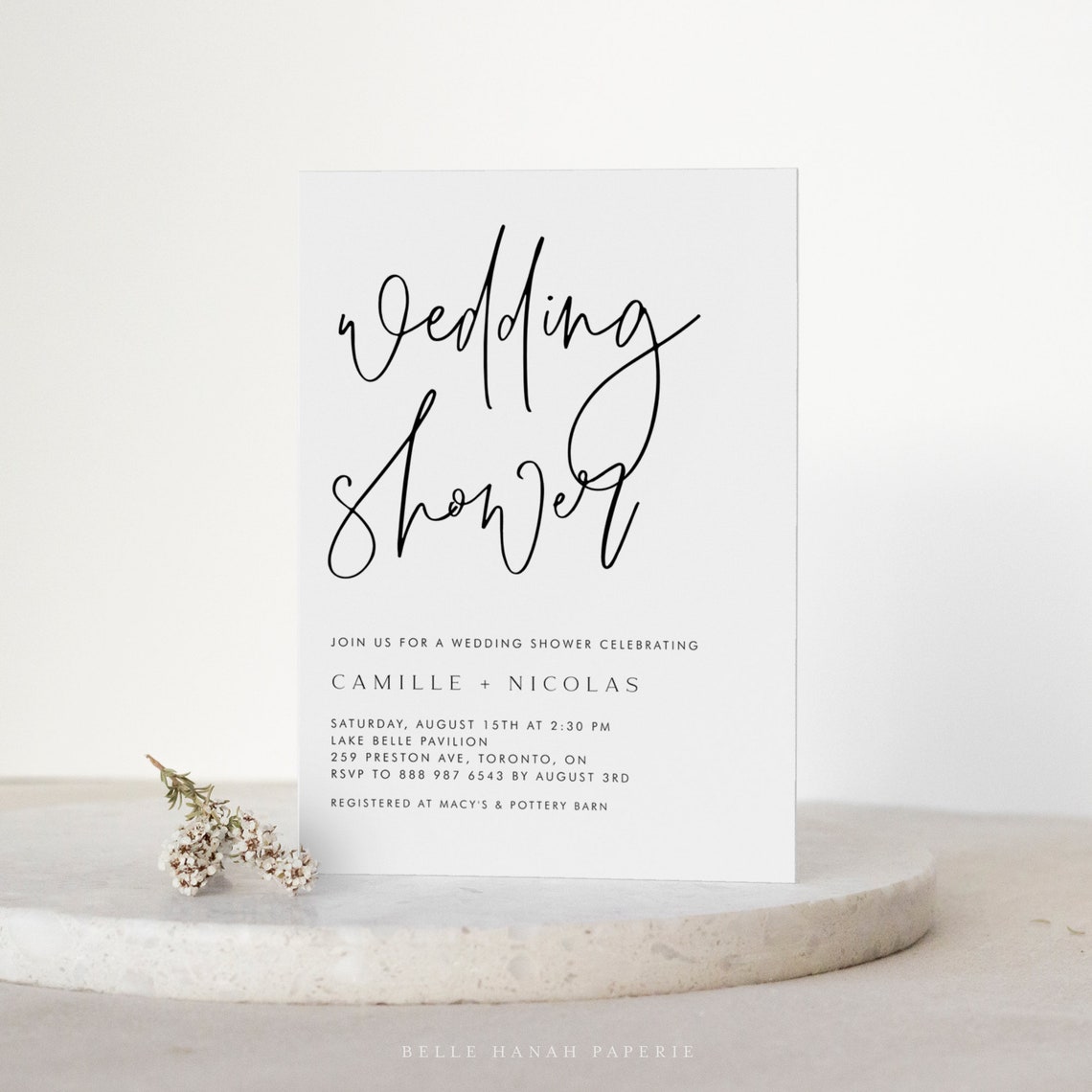 Printable Simple Minimalist Wedding Shower Invitation Template - 5x7 ...