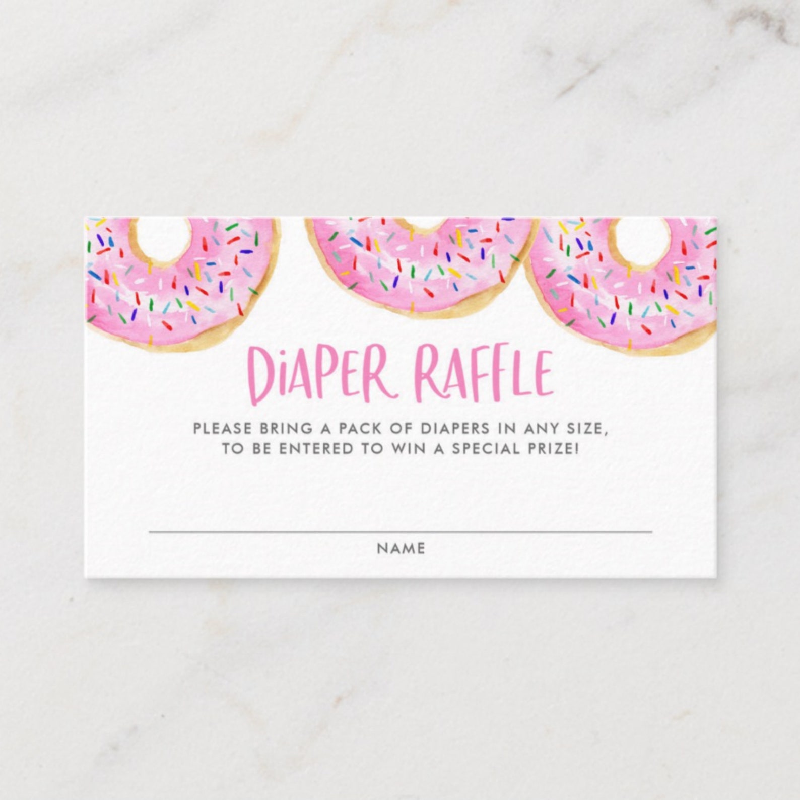 Pink Donuts Diaper Raffle Baby Shower Card Printable - Etsy