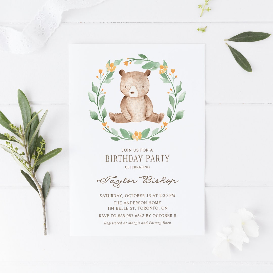 Printable Kids Birthday Invitation - Editable Woodland Birthday ...