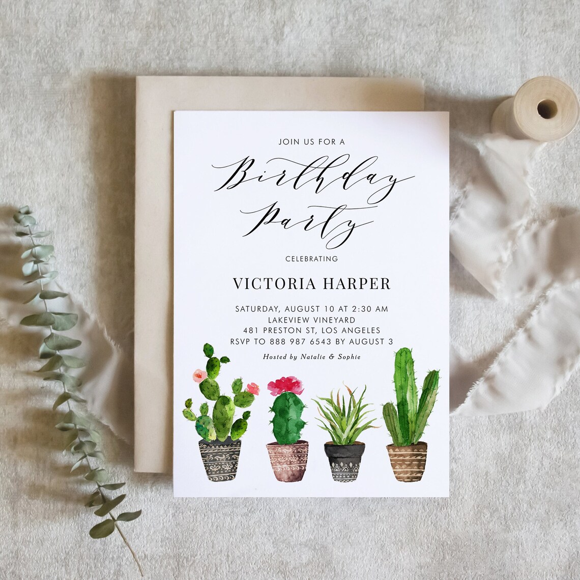 Printable Boho Birthday Party Invitation Template - DIY Watercolor ...