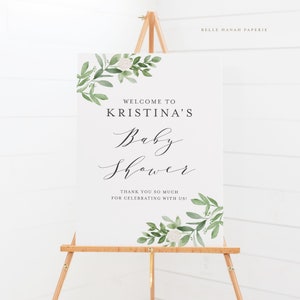 Printable Greenery Baby Shower Welcome Sign Template - DIY Greenery and ...