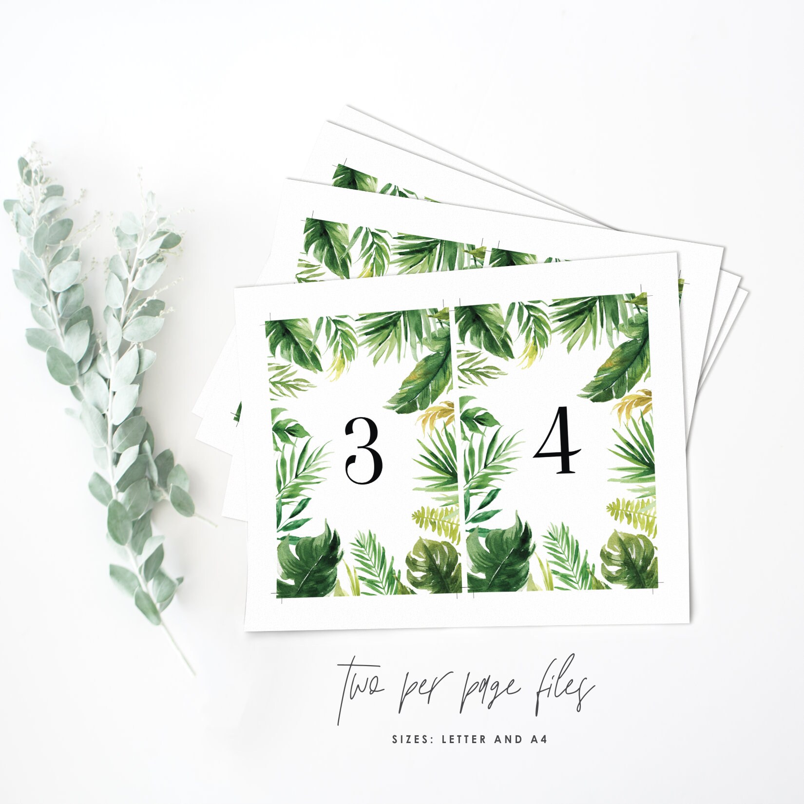 INSTANT DOWNLOAD Table Numbers 1 to 20 Watercolor Tropical - Etsy