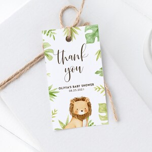 Printable Safari Baby Lion Baby Shower Thank You Gift Tag Template ...