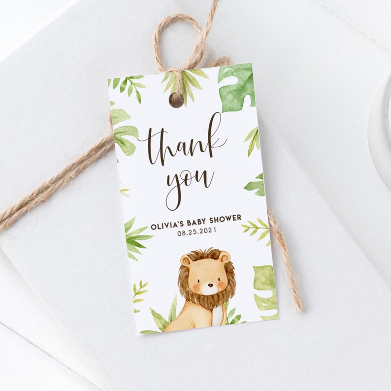 Printable Safari Baby Lion Baby Shower Thank You Gift Tag - Etsy
