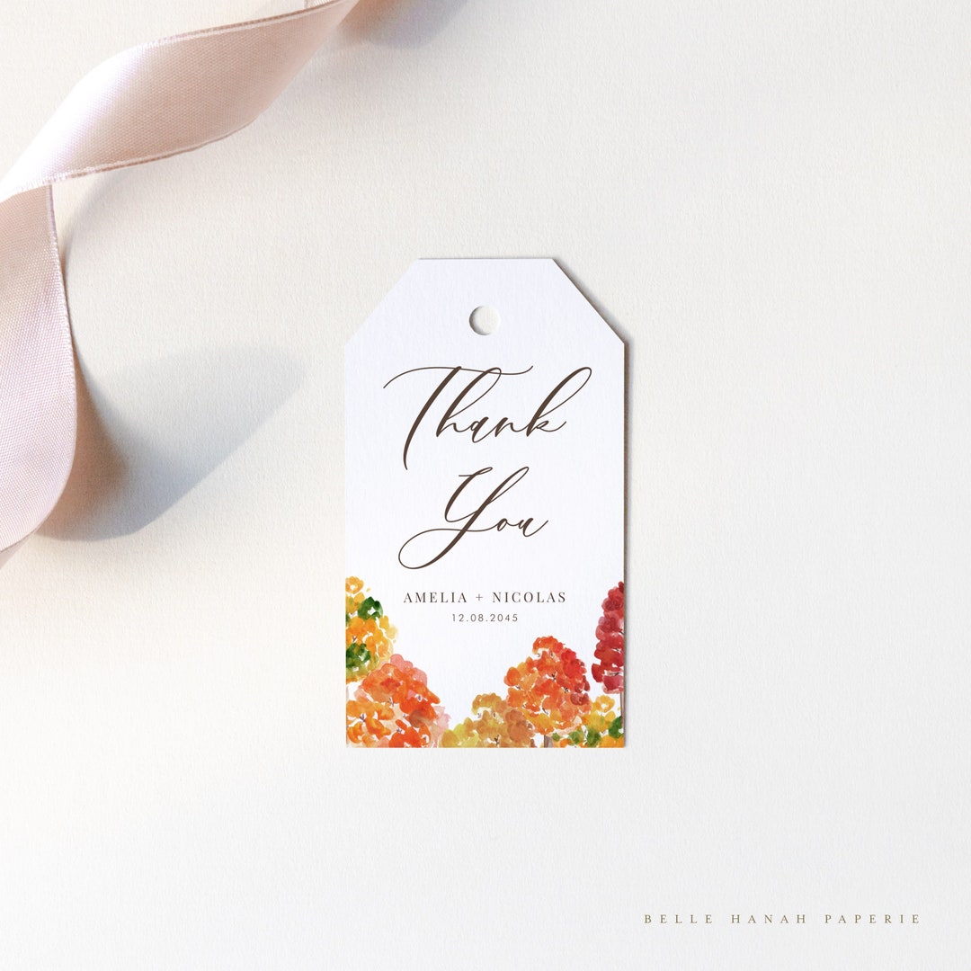 Printable Fall Thank You Favor Tag Template - DIY 3.5x2 Rustic ...