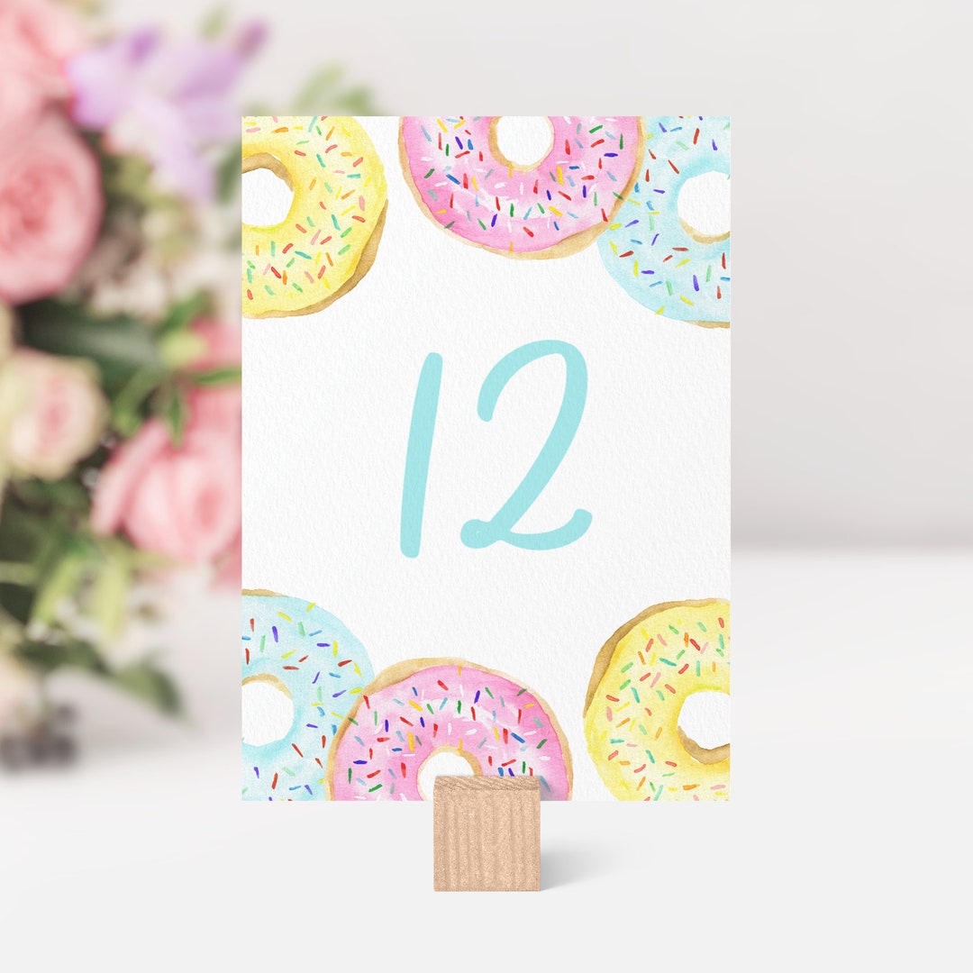 Colorful Donuts Table Numbers 1 to 20 - Printable Watercolor Pastel ...