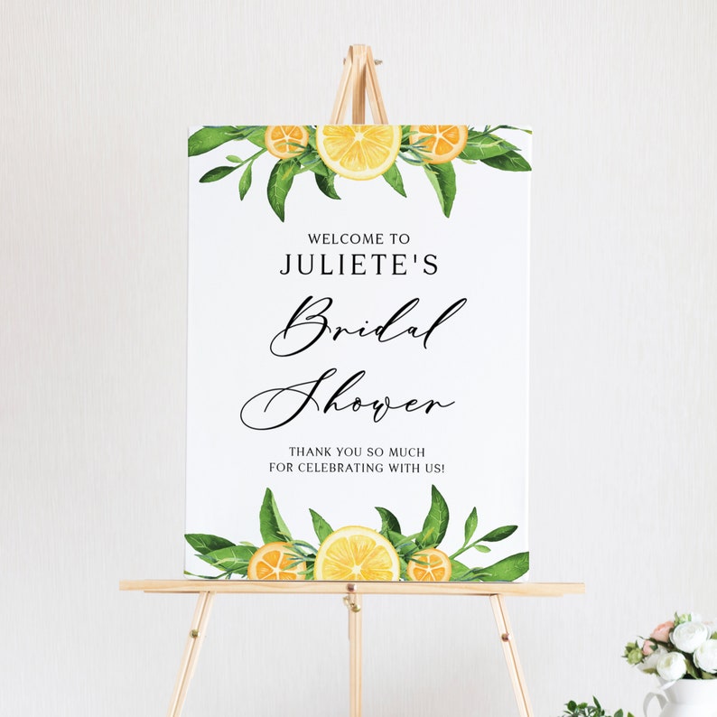 Printable Lemon Baby Shower Welcome Sign Template - Watercolor Lemon ...