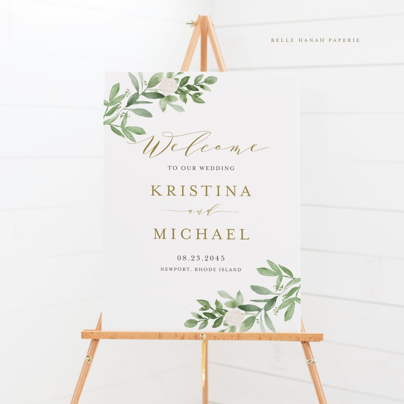 Printable Greenery Wedding Welcome Sign Template DIY 18x24 - Etsy