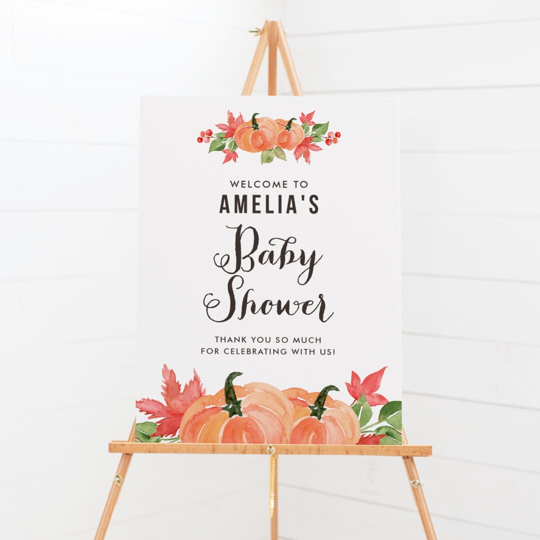 Printable Pumpkin Fall Baby Shower Welcome Sign Template - 18x24 ...