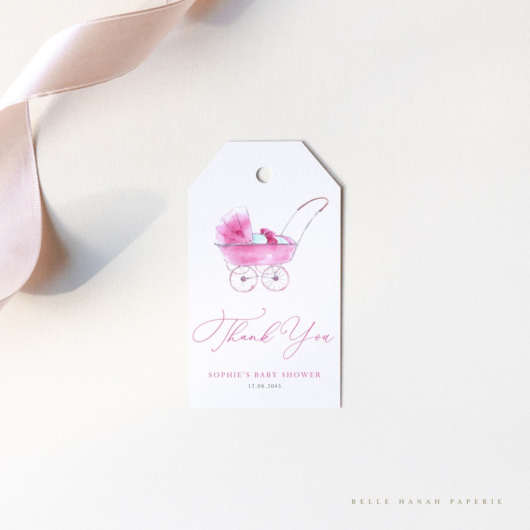 Printable Baby Shower Gift Tag Template - DIY Watercolor Pink Baby ...
