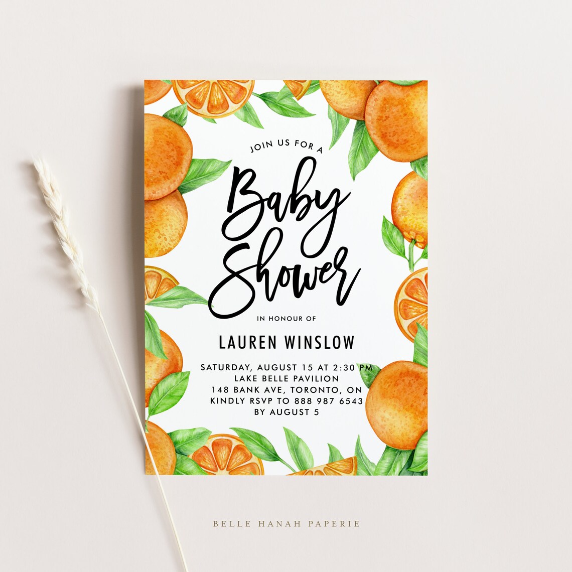 Printable Orange Baby Shower Invitation Template DIY - Etsy