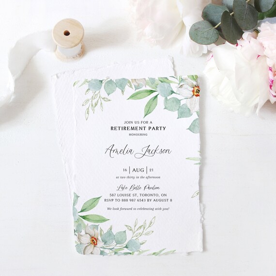 Printable Floral Retirement Party Invitation Template DIY - Etsy