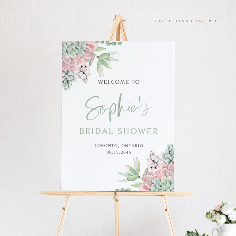 Printable Succulents Baby Shower Welcome Sign Template - DIY Watercolor ...