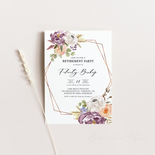 Printable Floral Retirement Party Invitation Template Rustic - Etsy