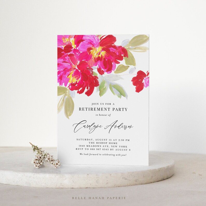 Printable Floral Retirement Party Invitation Template Hand - Etsy