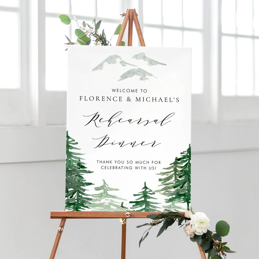 Printable Woodland Rehearsal Dinner Welcome Sign Template - 18x24 ...