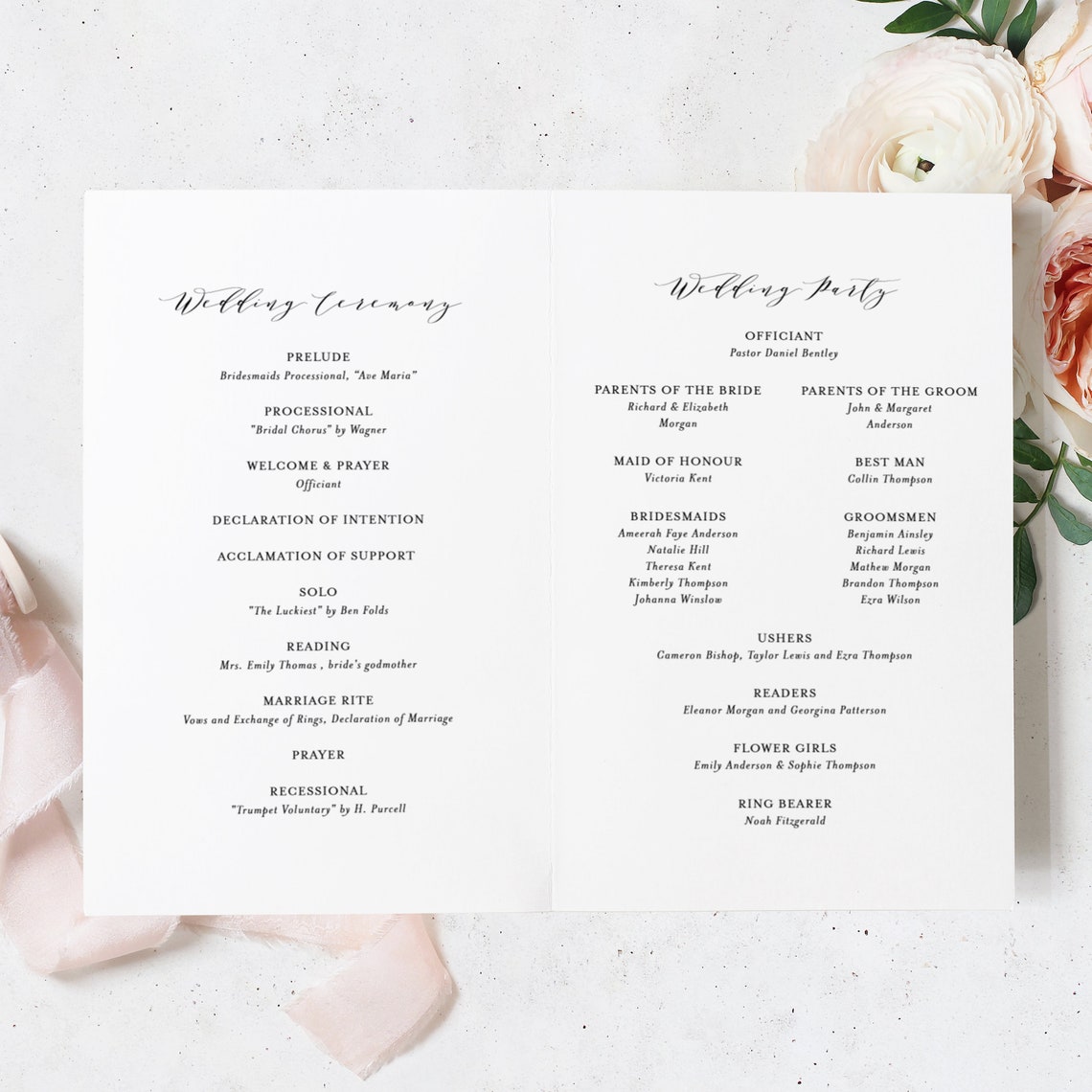 Wedding Program Booklet Template Editable Folded Program | Etsy