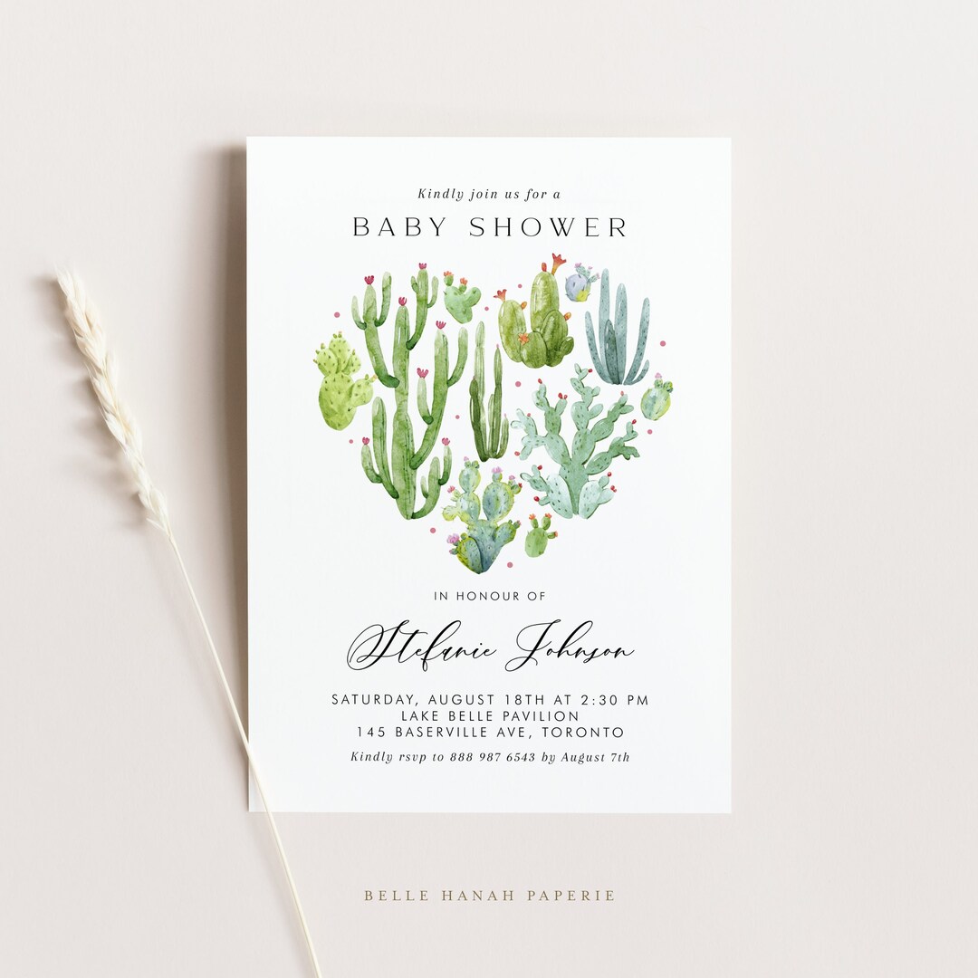 Printable Summer Baby Shower Invitation Template - Cactus and Succulent ...