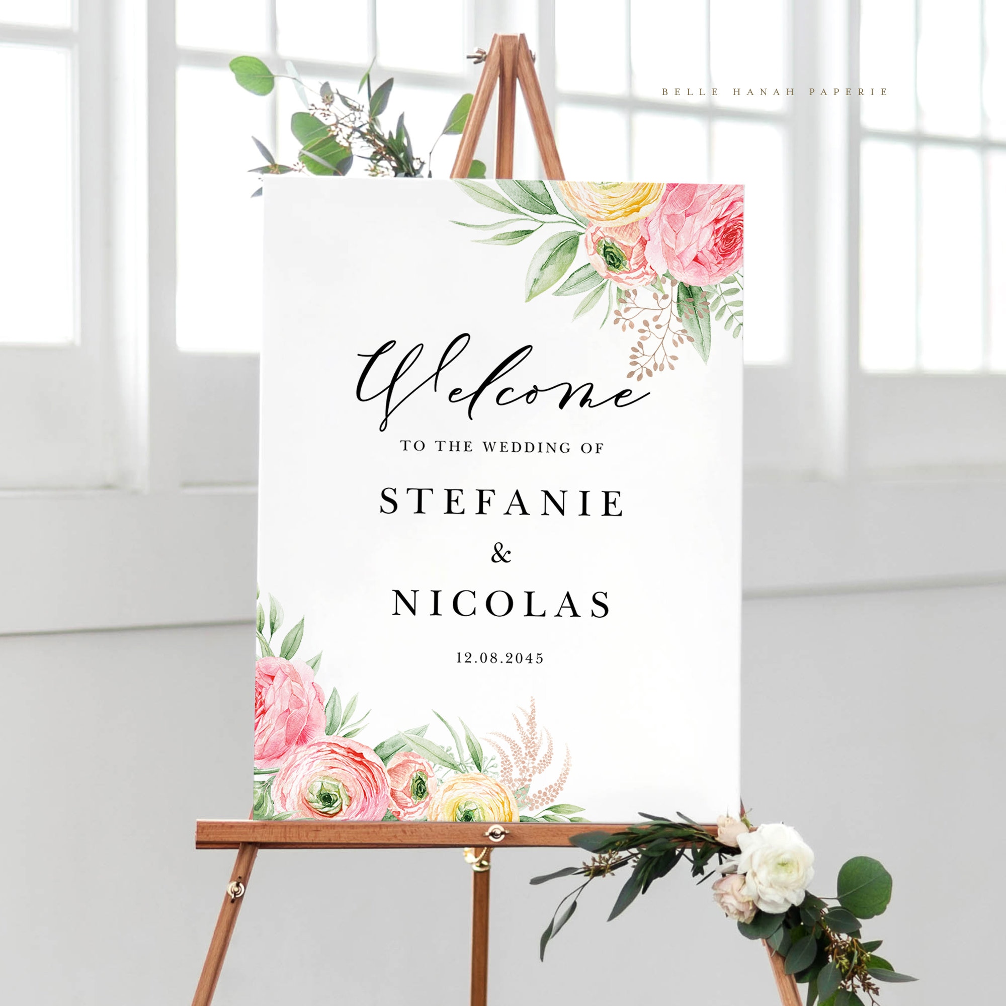 Printable Spring Floral Wedding Welcome Sign Template - 18x24 ...