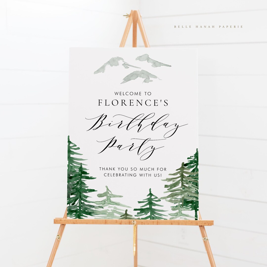 Printable Woodland Birthday Party Welcome Sign Template - 18x24 ...