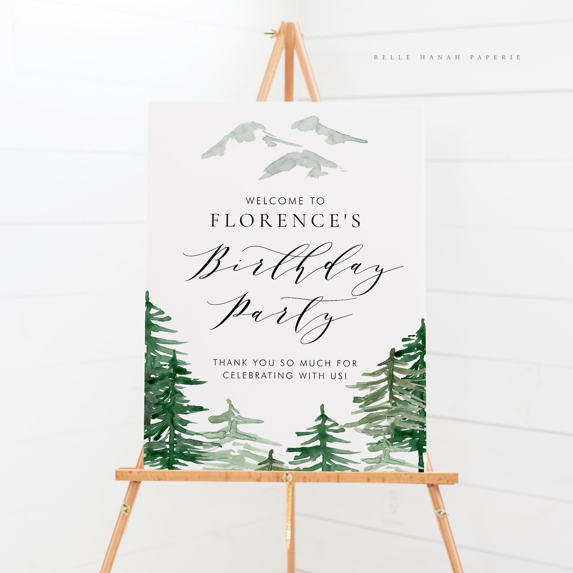 Printable Woodland Birthday Party Welcome Sign Template - 18x24 ...