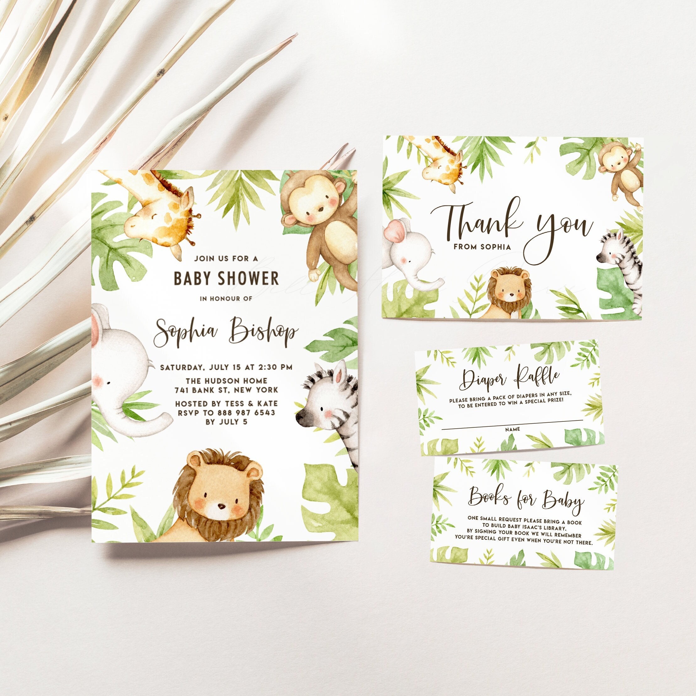 Printable Safari Baby Shower Bundle Templates DIY Safari | Etsy