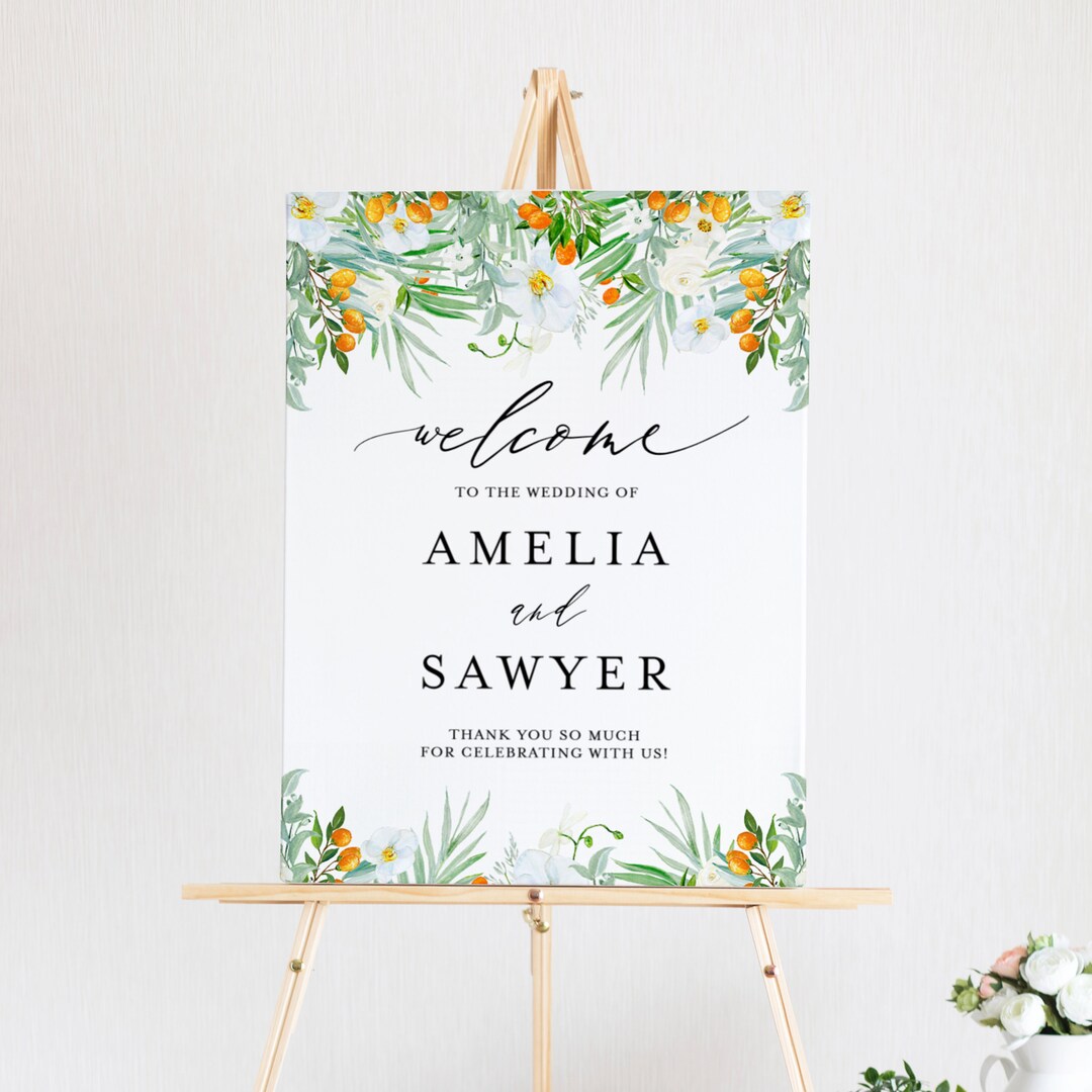 Printable White Orchids Wedding Welcome Sign Template - DIY 18x24 ...