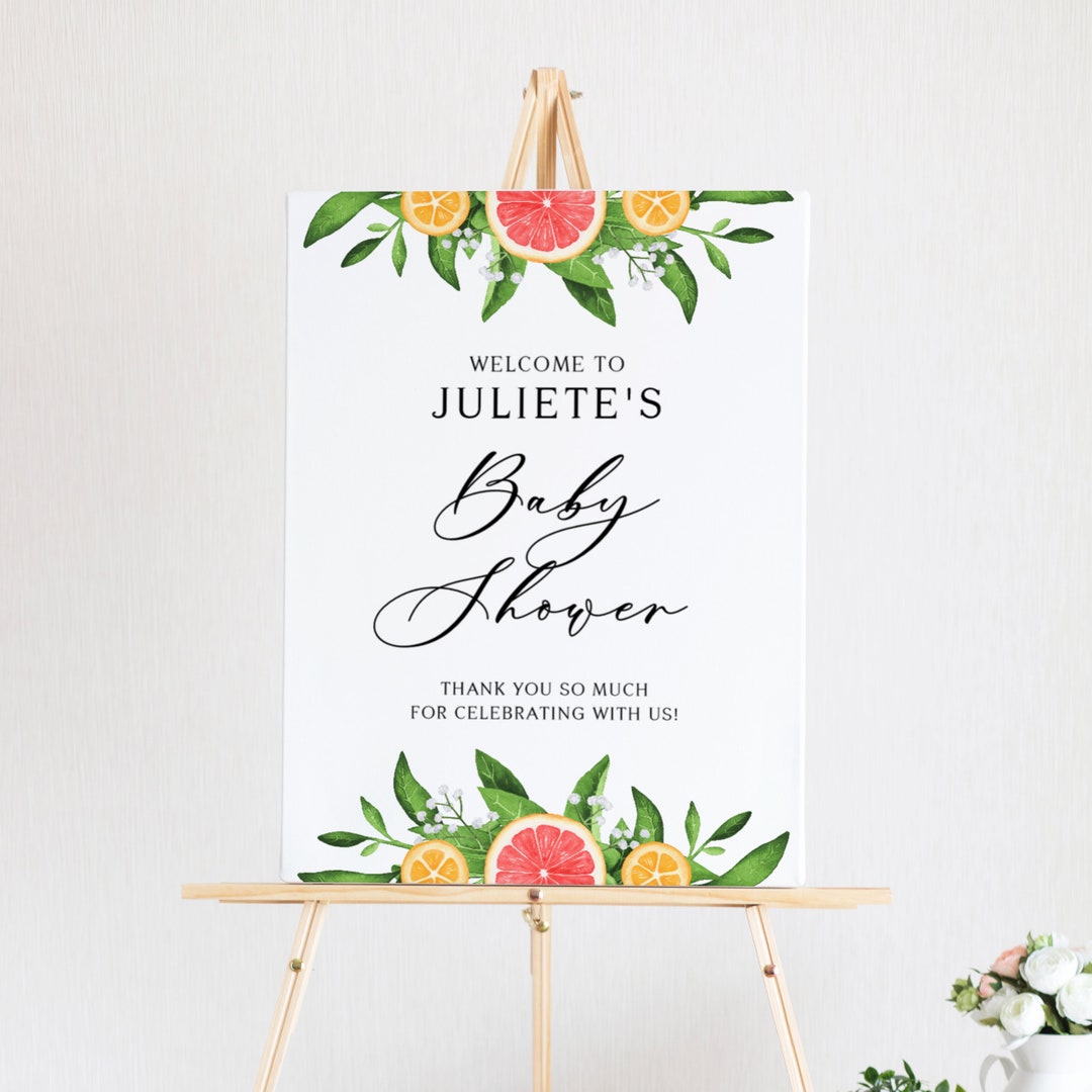 Printable Grapefruit Baby Shower Welcome Sign Template - 18x24 ...
