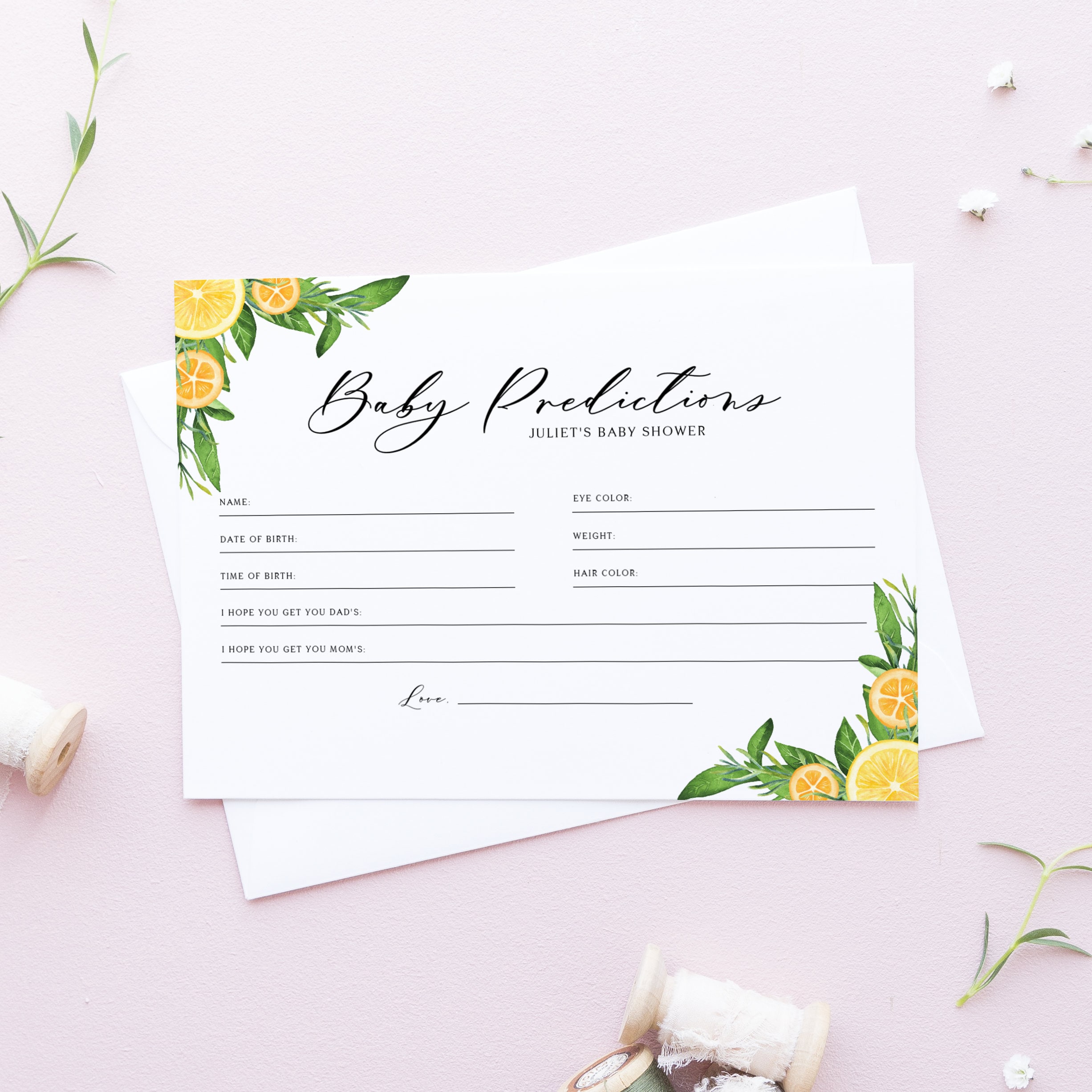 Editable Baby Predictions Card Template Printable Watercolor - Etsy ...