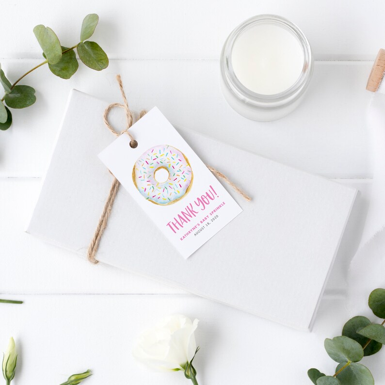 Printable White Donut Thank You Gift Tag Template Baby Shower - Etsy