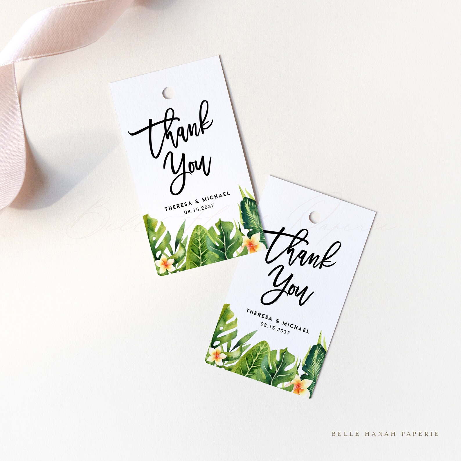 Printable Tropical Greenery Thank You Gift Tags Template DIY - Etsy