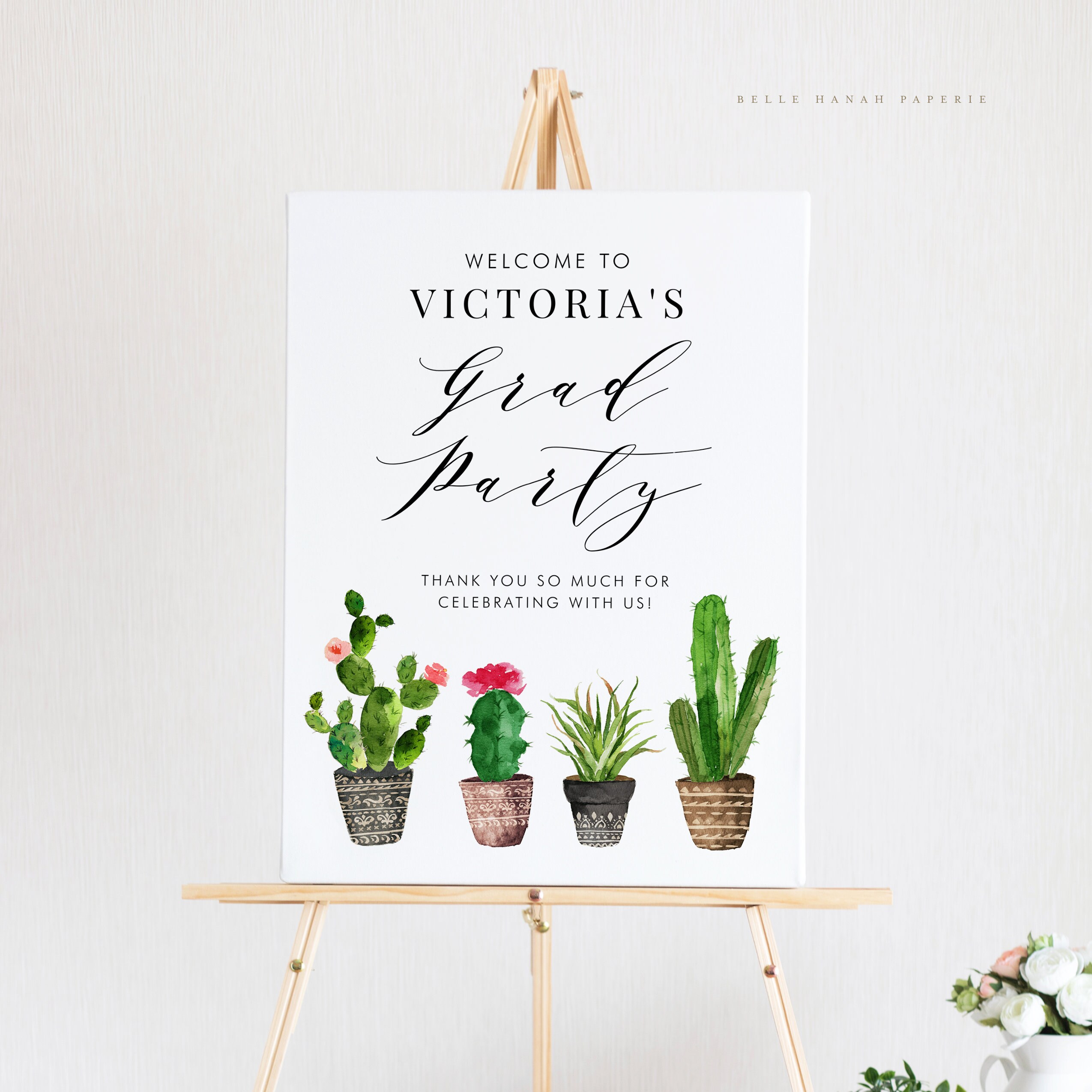 Printable Cactus Graduation Welcome Sign Template - DIY 18x24 Boho ...