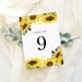Sunflowers Table Numbers 1 to 20 - Printable Watercolor Sunflowers and ...