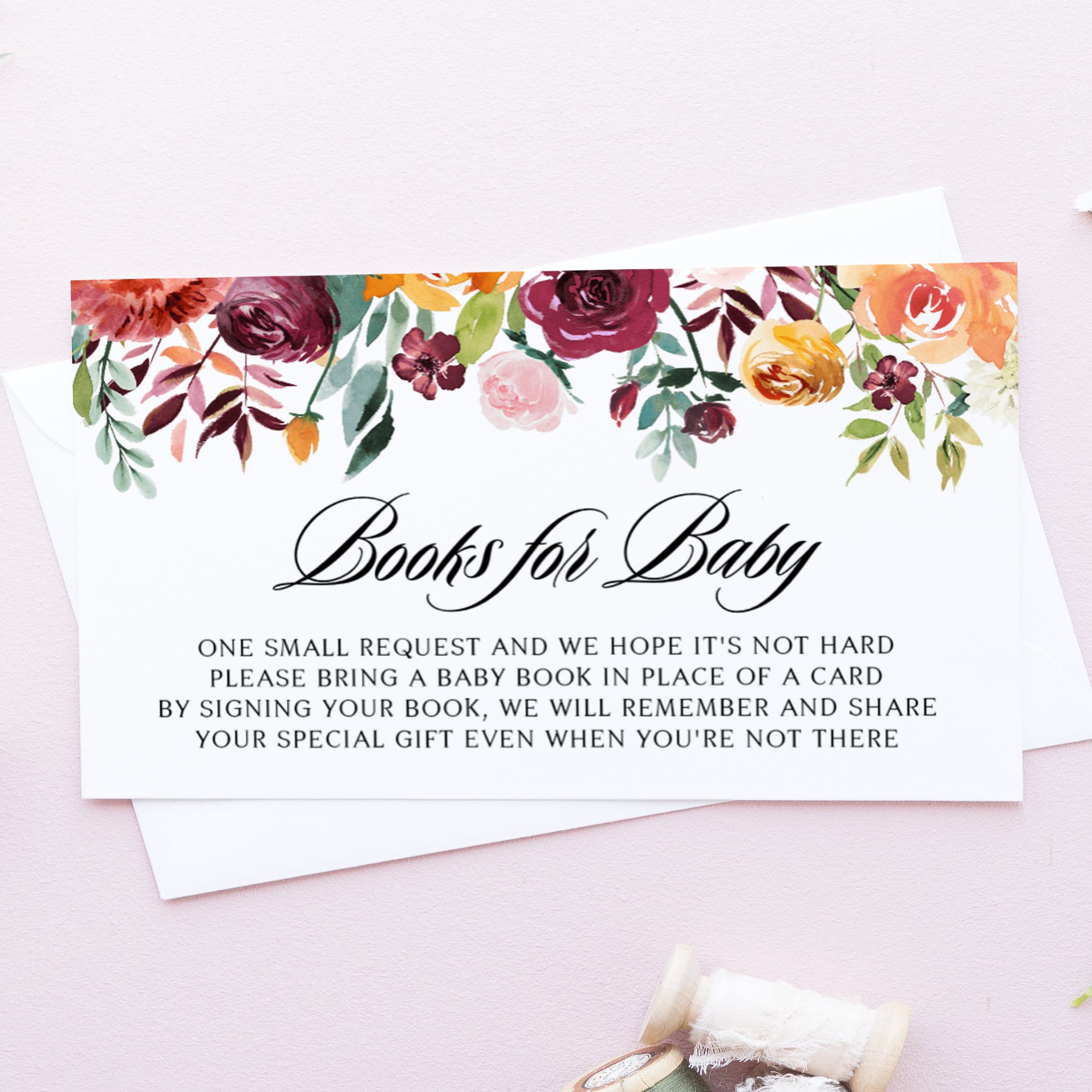 Printable Floral Book Request Card Watercolor Autumn Blooms | Etsy