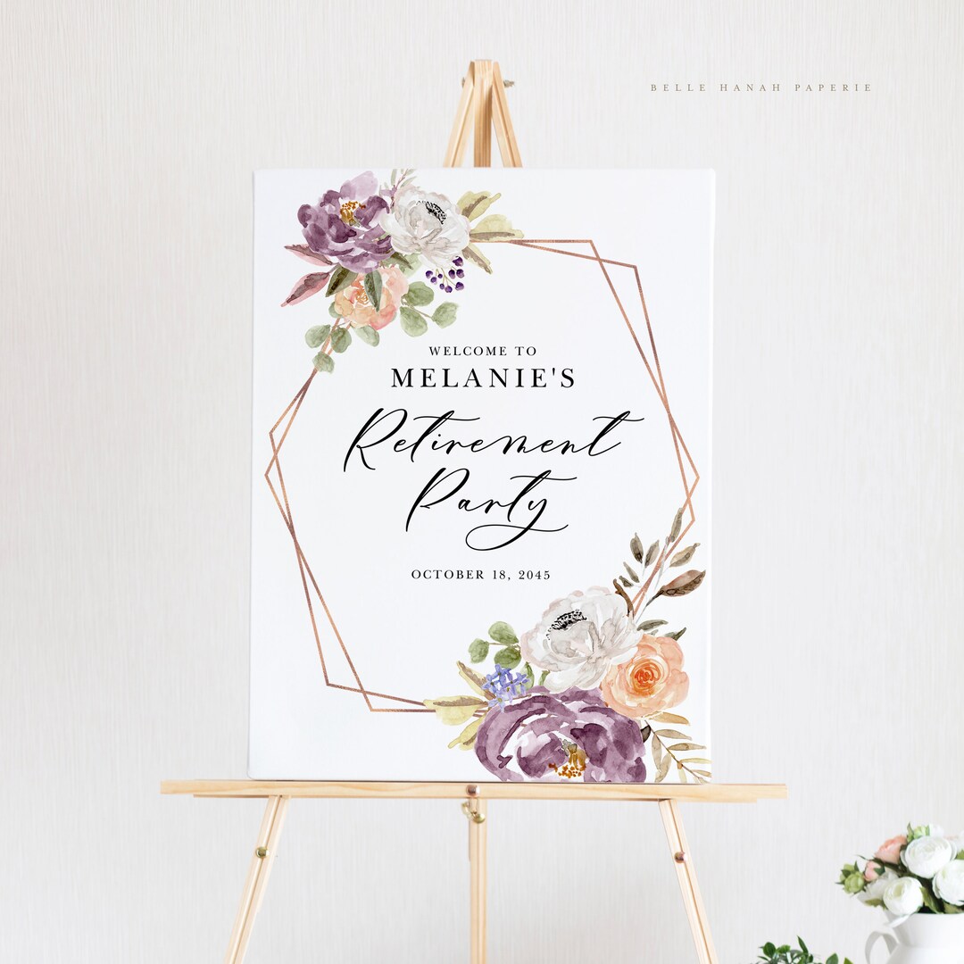 Printable Floral Retirement Party Welcome Sign Template - 18x24 ...
