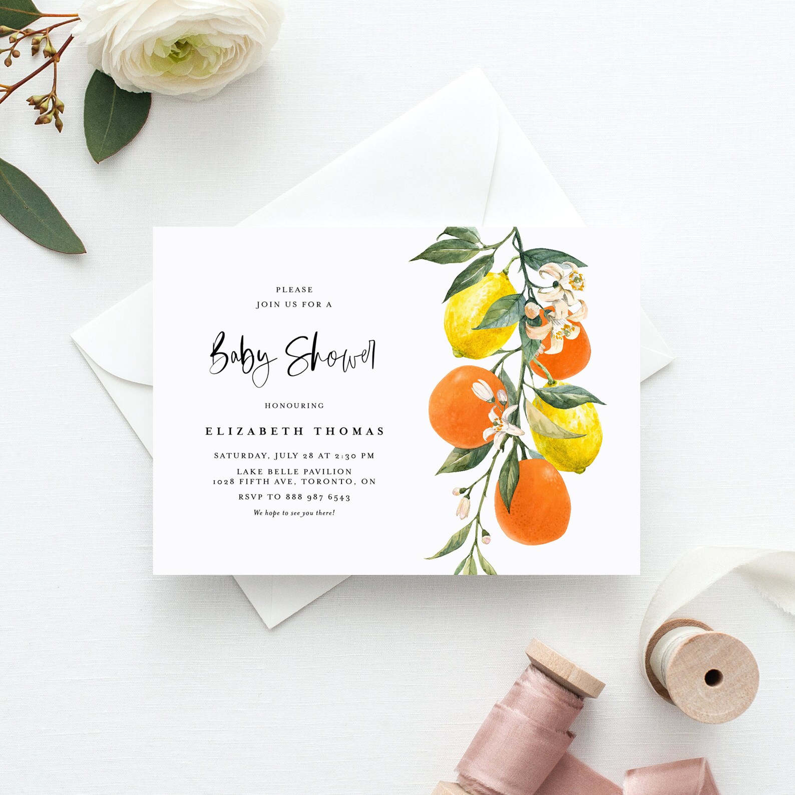 Printable Citrus Baby Shower Invitation Template Lemons and | Etsy