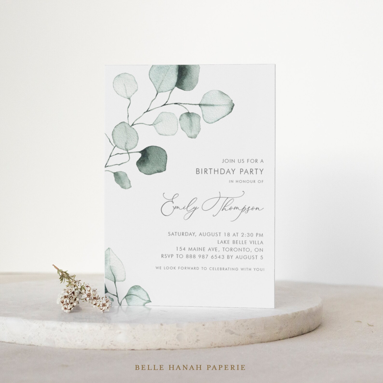 Printable Eucalyptus Birthday Party Invitation Template DIY - Etsy