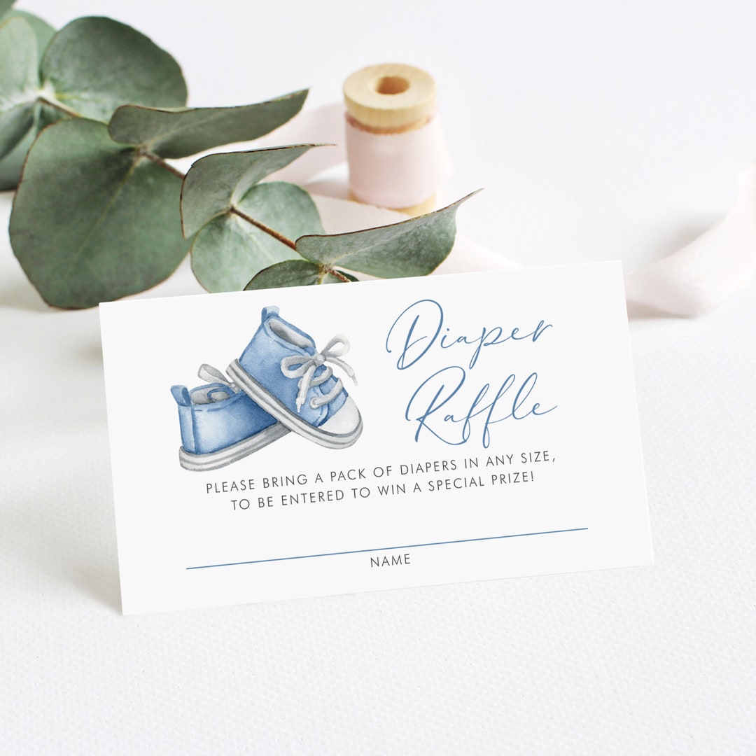 Printable It's a Boy Baby Shower Diaper Raffle Game Card - Watercolor ...