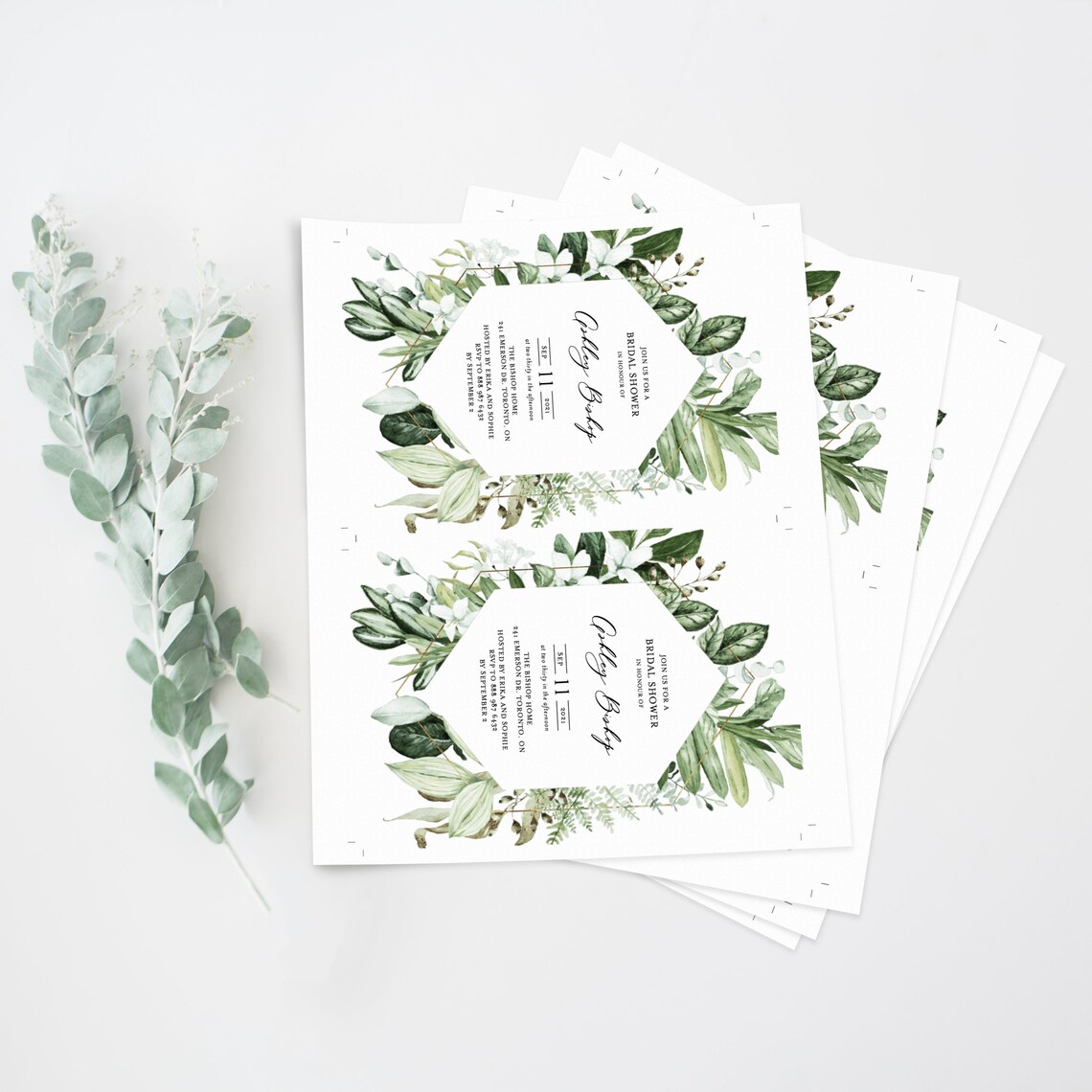Printable Greenery Birthday Party Invitation Template - Rustic ...