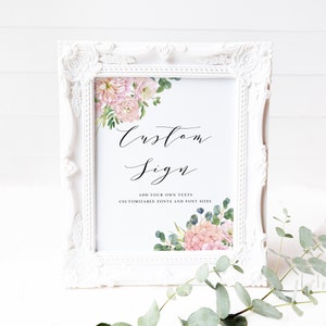 Printable Pink Floral Create You Own Sign Template - 8x10 DIY ...