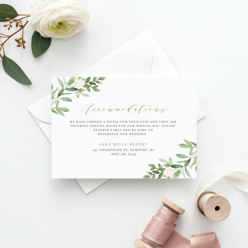 Printable Greenery Wedding Invitation Set Template | Etsy