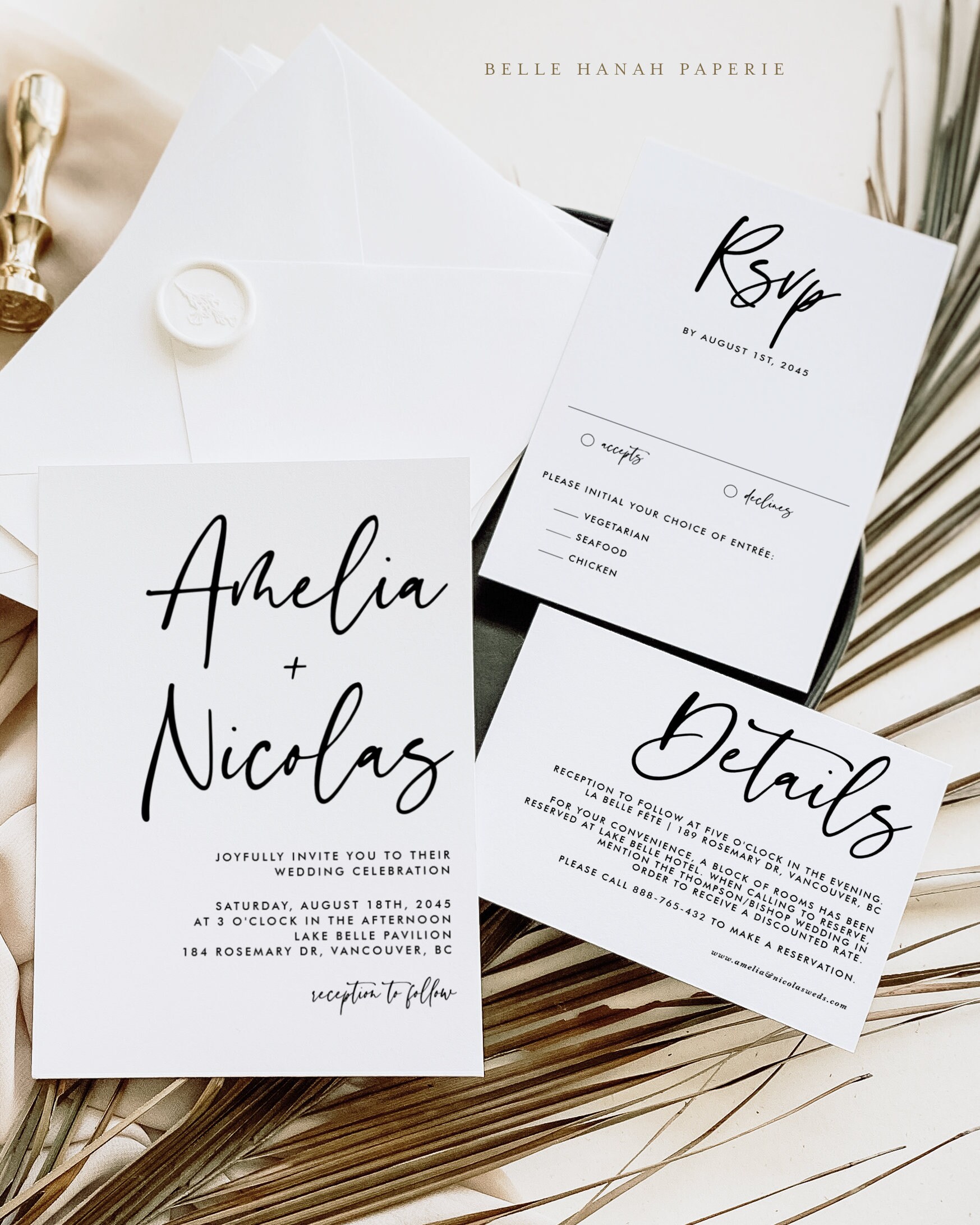 Printable Handwritten Wedding Invitation Set Templates DIY | Etsy