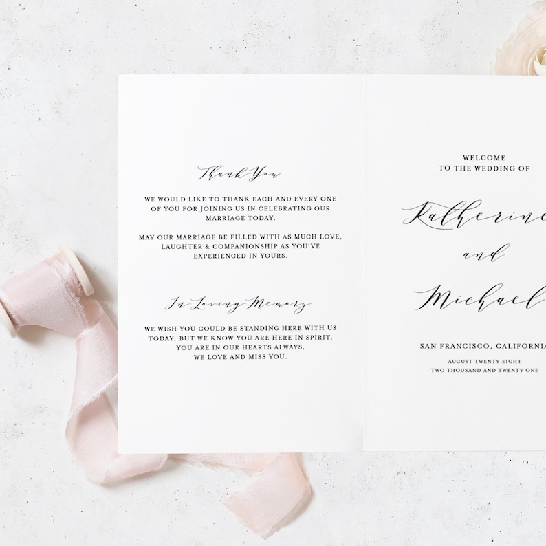 Wedding Program Booklet Template Editable Folded Program | Etsy