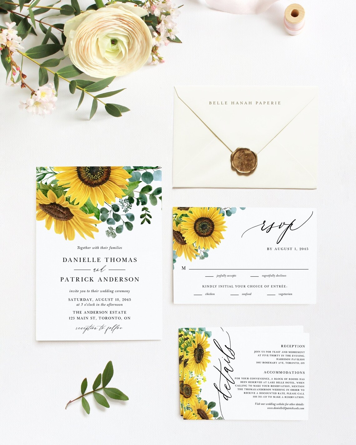 Printable Sunflowers Wedding Invitation Set Template DIY - Etsy