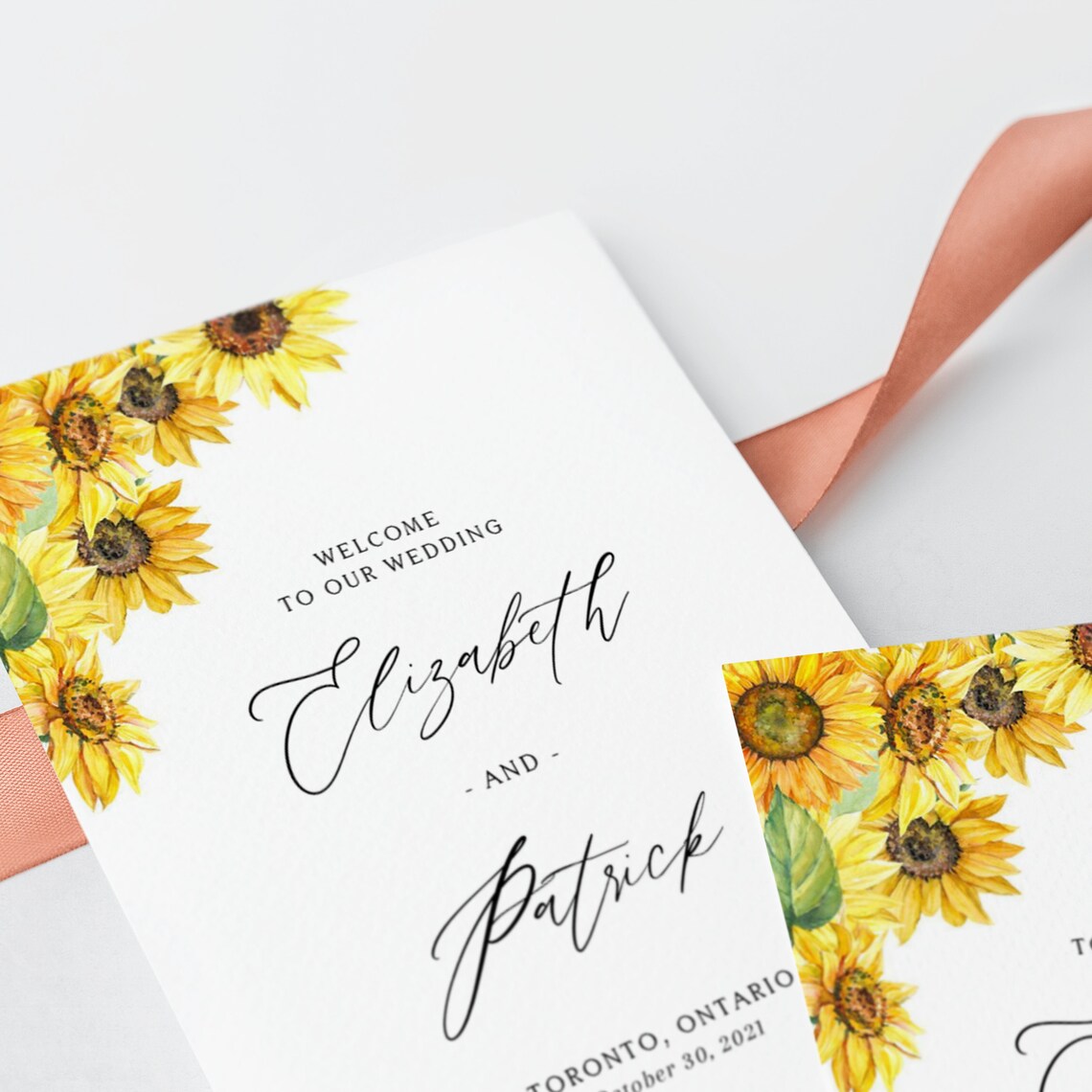 Printable Sunflowers Wedding Program Booklet Template Rustic - Etsy